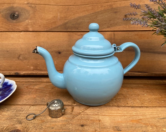 Vintage Blue Enamelware Small Teapot Vintage Enamelware Teapot - Etsy