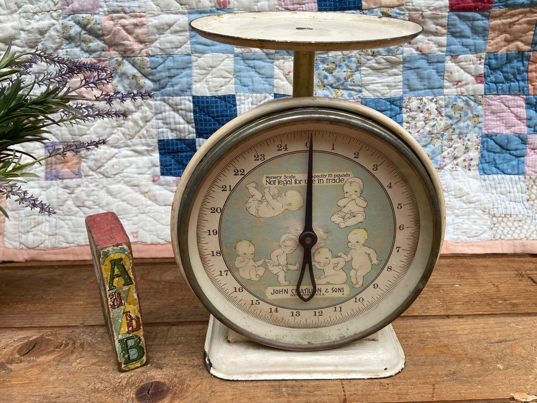 Vintage 1940's John Chatillon & Sons Baby Scale /nursery Scale 25 Lb ...