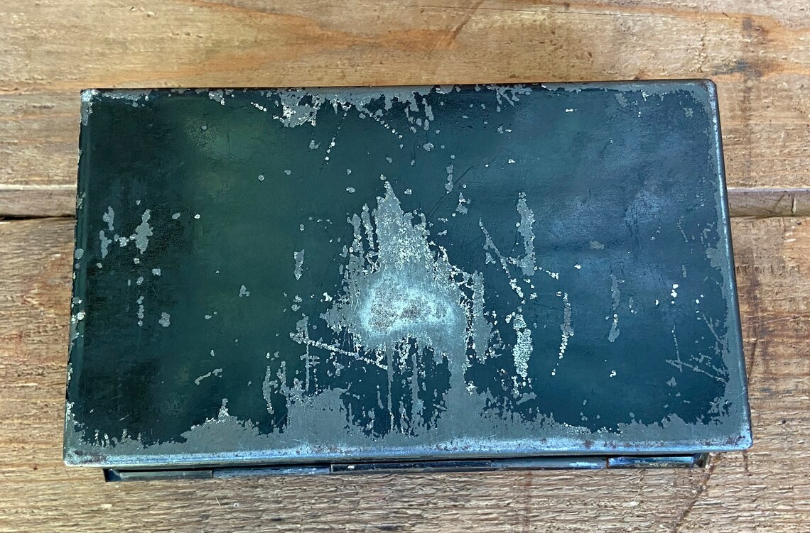 Vintage Small Tin Coin Box Japanned Tin Vintage Toleware Coin Till ...