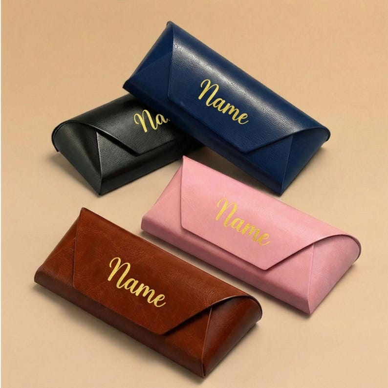 Personalized Leather Sunglasses Case, Foldable Eyeglass Holder ...