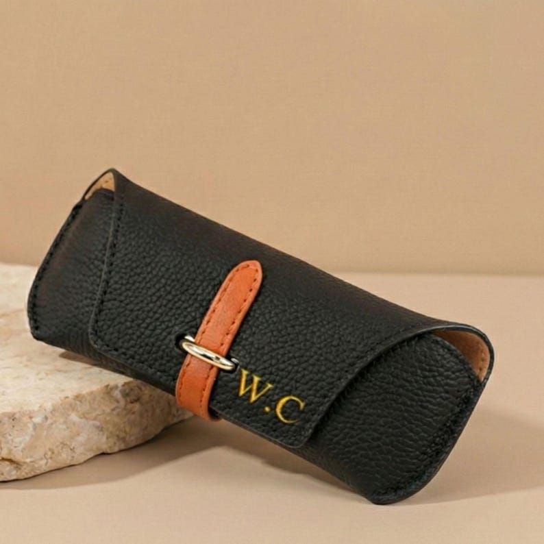 Personalized Leather Glasses Case, Monogram Eyeglass Holder - Etsy