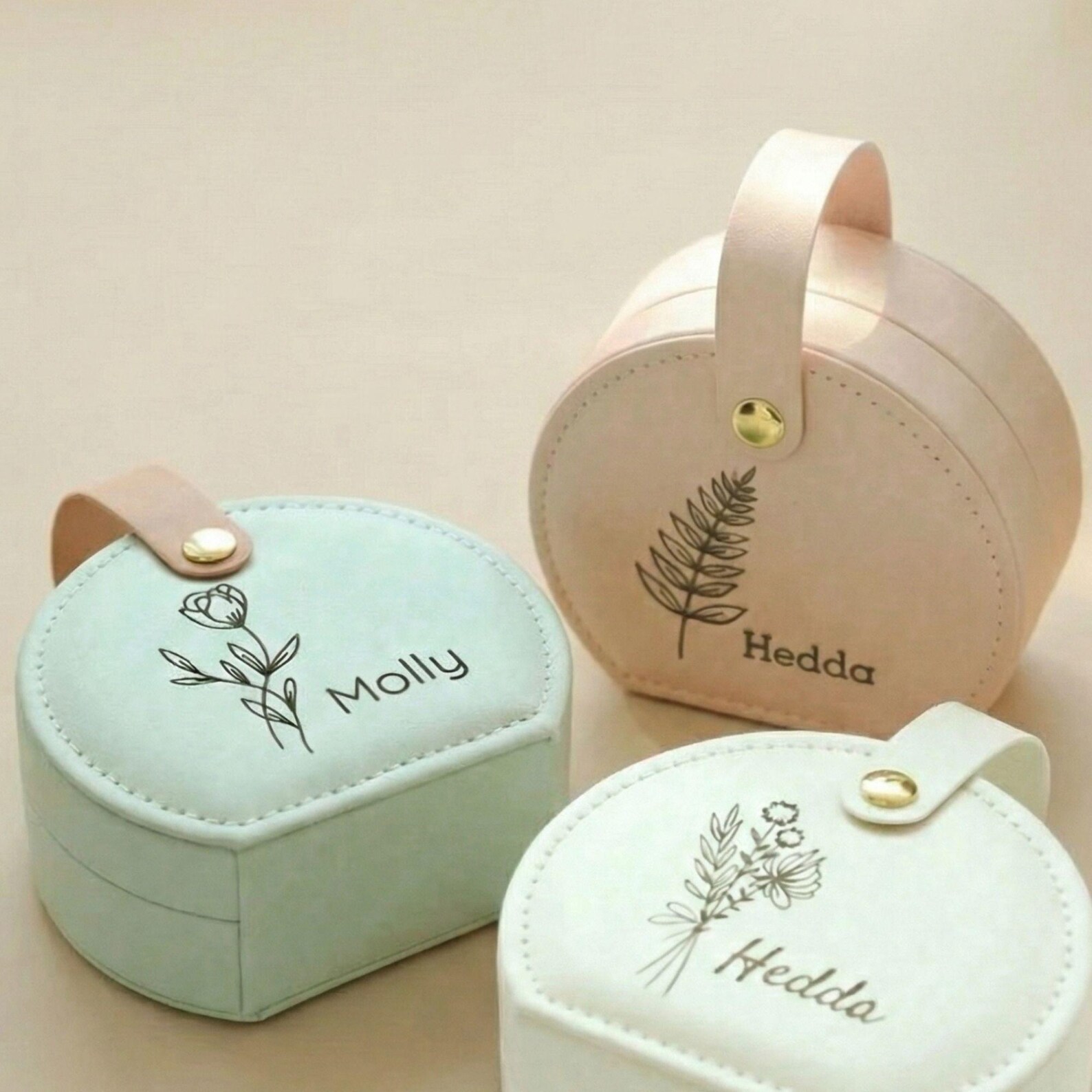 Personalized Travel Jewelry Box, Bridesmaid Proposal Gift, Custom Round ...