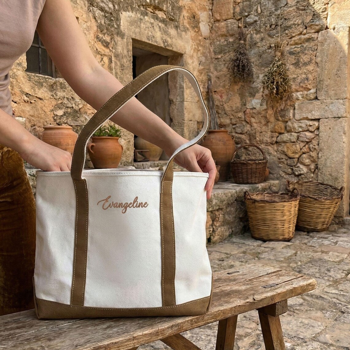 Personalized Boat Tote Bag, Embroidered Canvas Bag, Custom Monogram ...