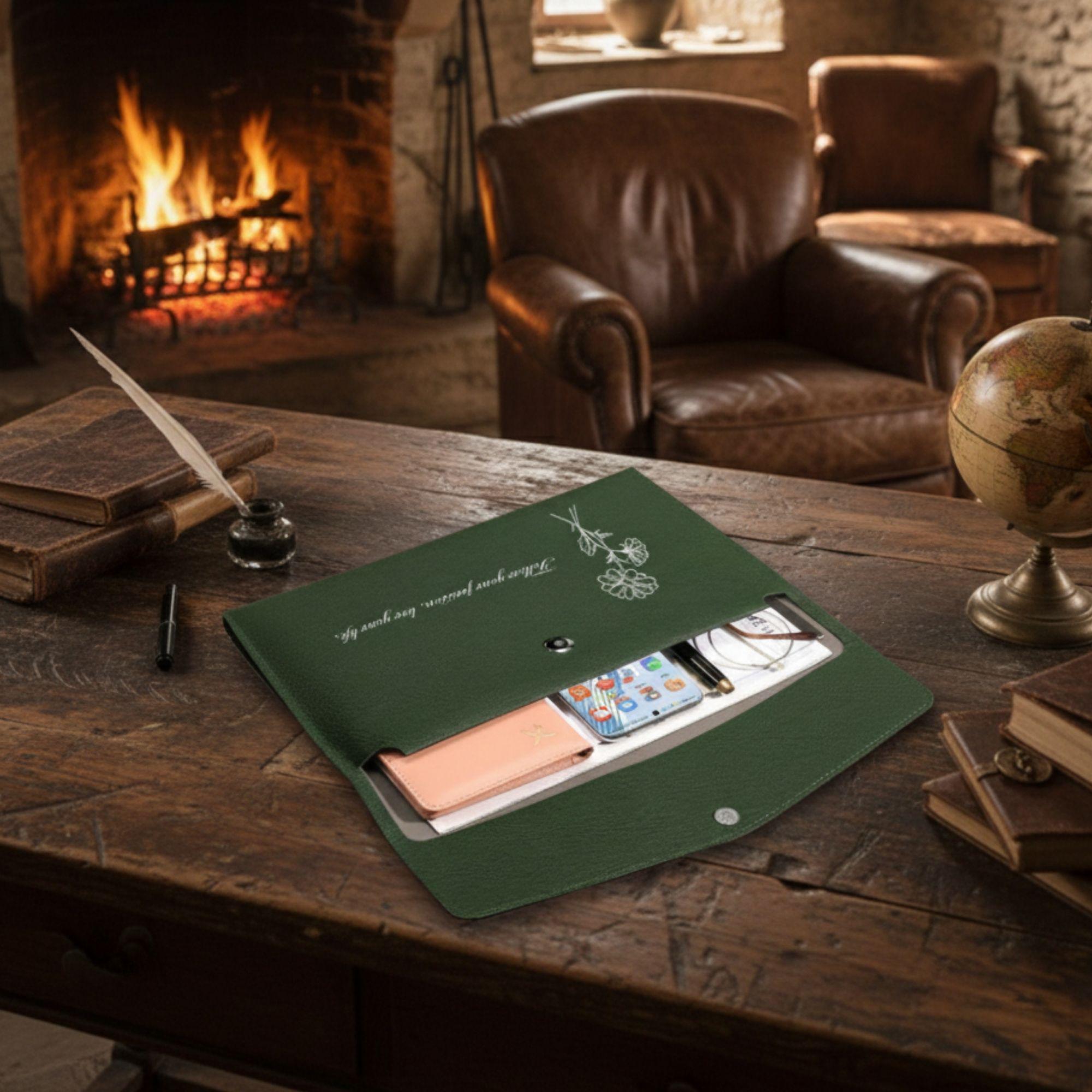 Personalized A4 Portfolio, Custom Document Holder, Green File Folder ...
