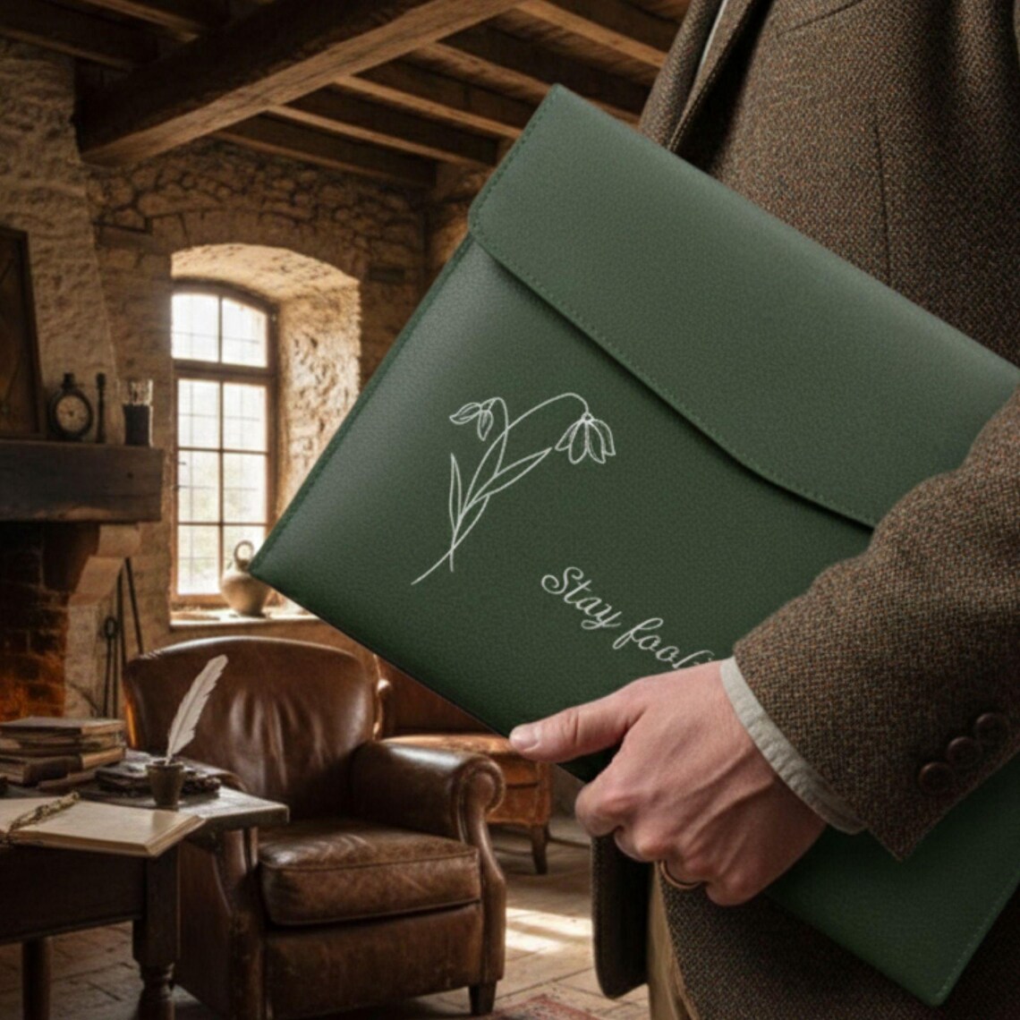 Personalized A4 Portfolio, Custom Document Holder, Green File Folder ...