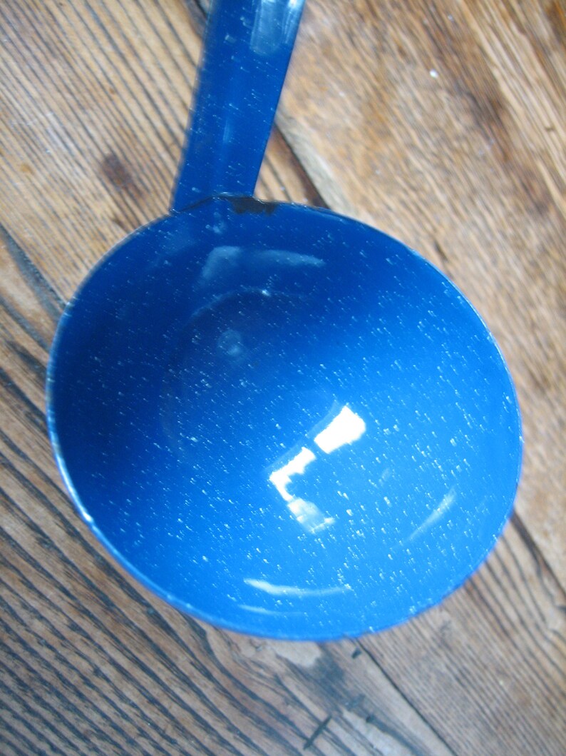 Cobalt Blue Enamel Splatterware Ladle and Spoon Set - Etsy
