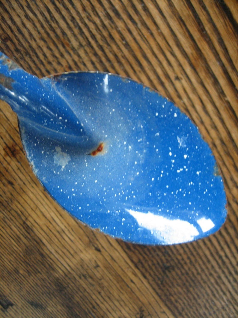 Cobalt Blue Enamel Splatterware Ladle and Spoon Set - Etsy