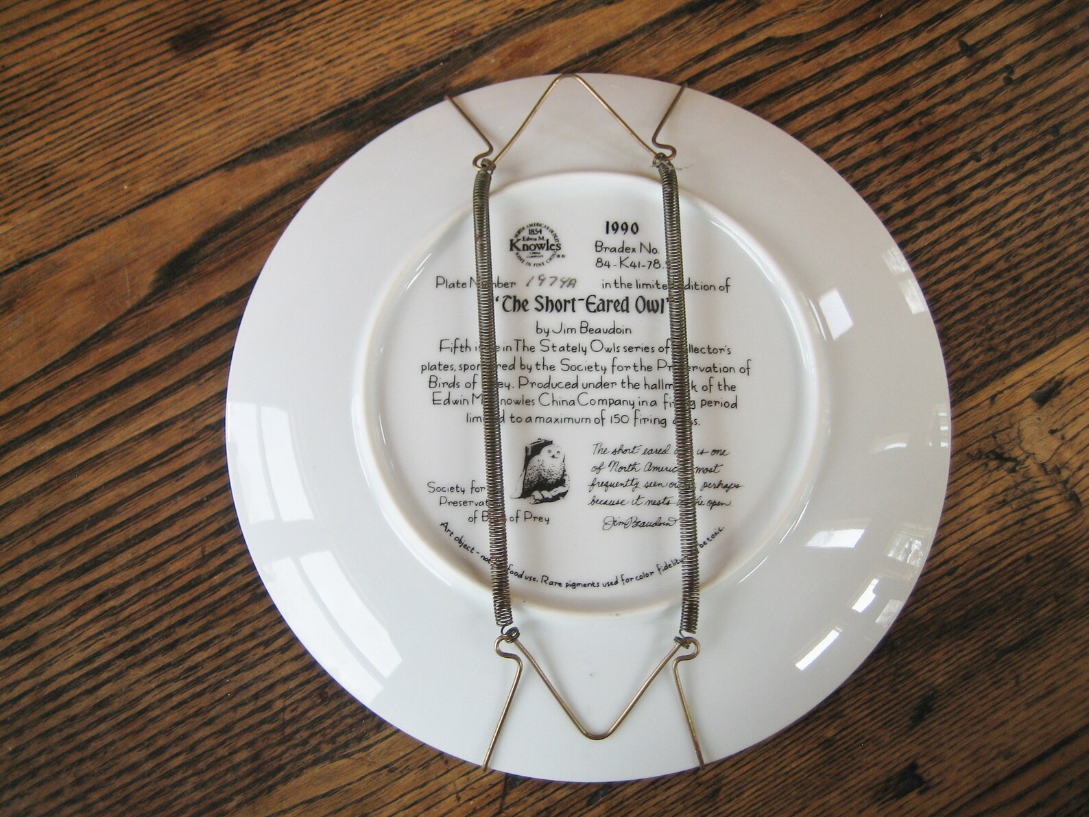 Knowles 1990 Short Eared Owl Plate & Hanger Jim Beaudoin Birds - Etsy
