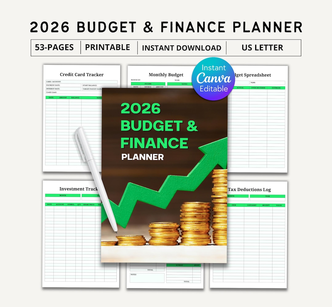 2026 Finance and Budget Planner, Printable Savings Trackers, Calendars ...