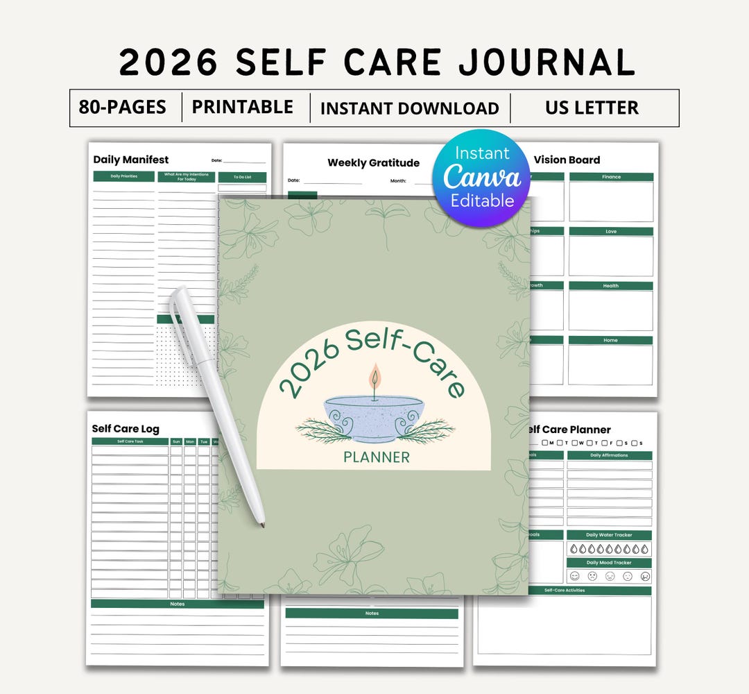 2026 Self Care Journal Printable, Selfcare Journal Tracker, 30 Days ...