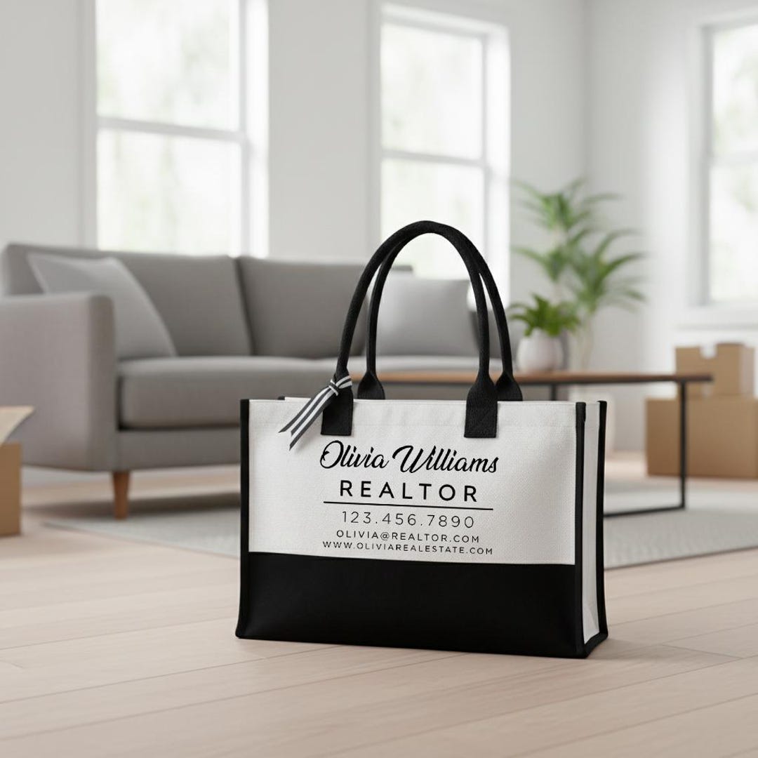 Personalized Realtor Tote Bag, Business Bag for Real Estate Agents, Eco ...