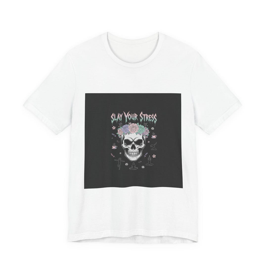 Slay Your Stress Tee | Metal Font Shirt, Gothic Wellness Quote - Etsy