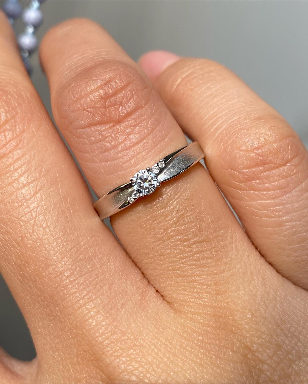 Bypass Round Cut Moissanite Engagement Ring in 14K White Gold ...