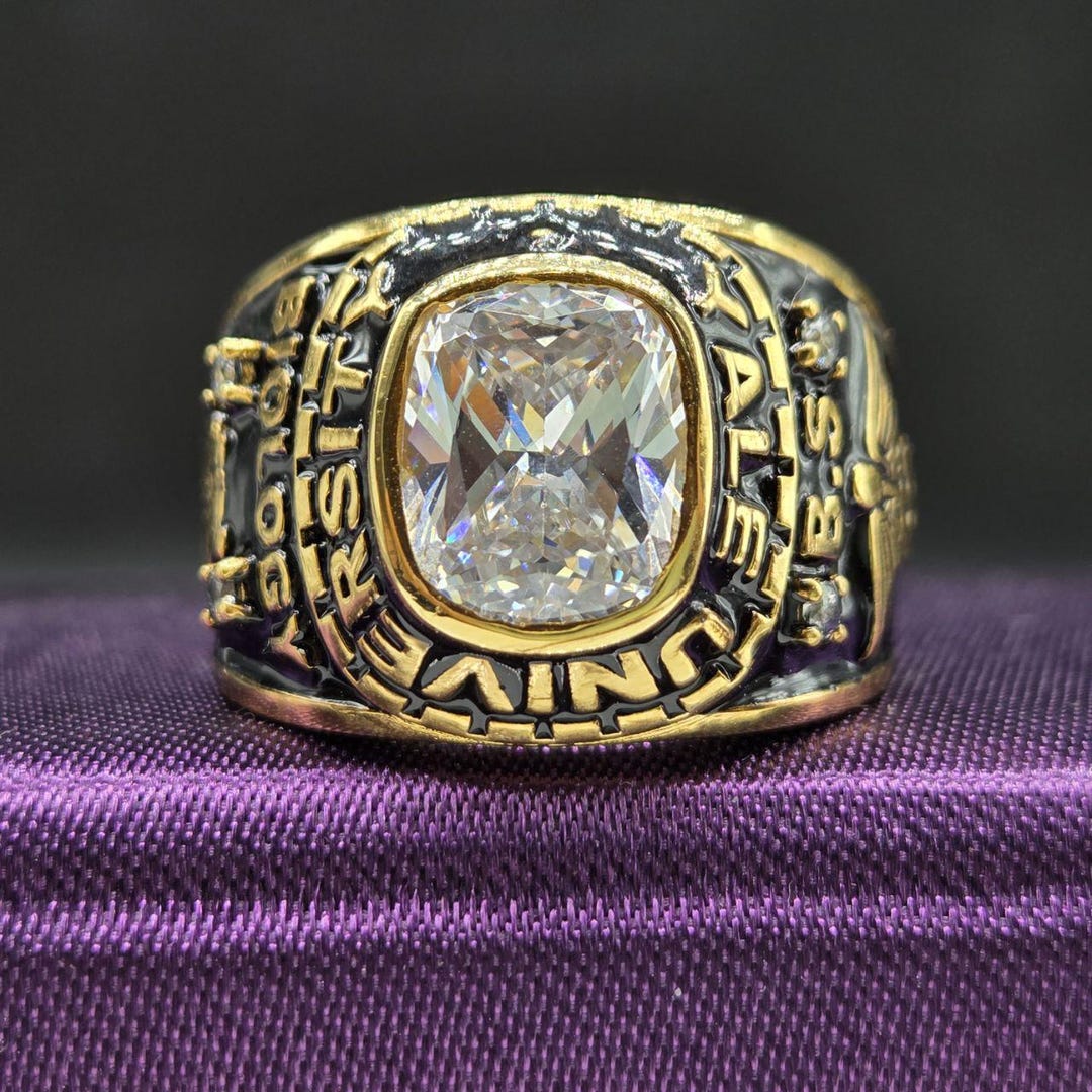 Vintage High School Class Ring 1988, Blue Stone Gold Tone School Ring ...