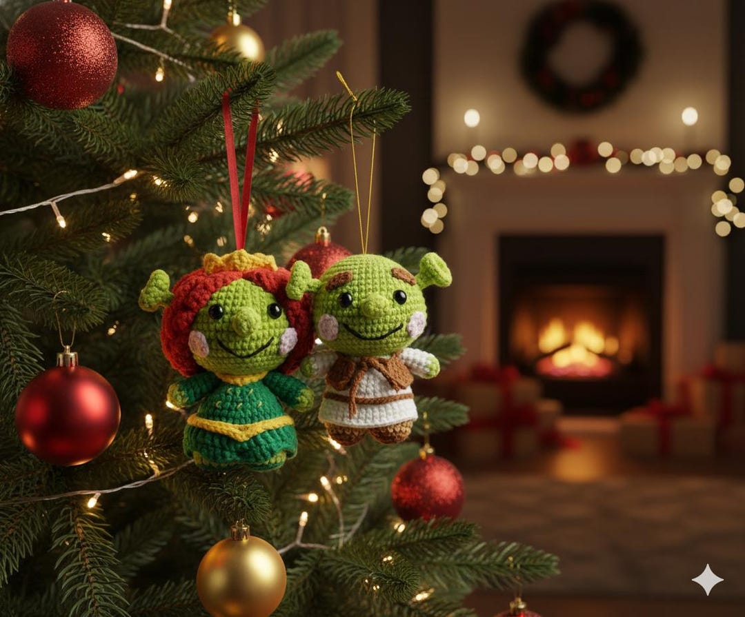 Shrek and Fiona Crochet Amigurumi Set, Handmade Couple Gift ...
