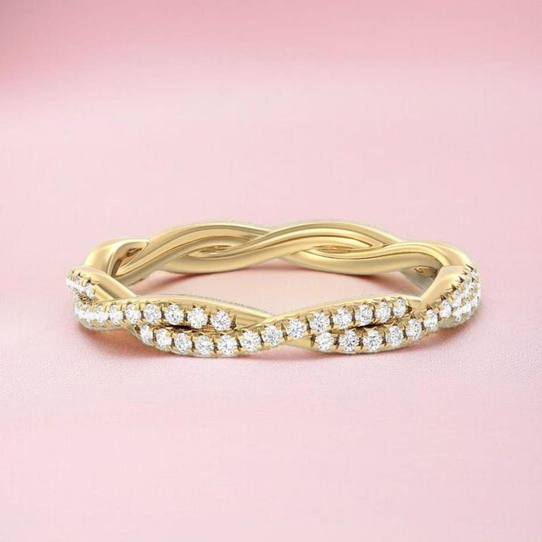 Twisted Diamond Ring, Petite Infinity Twist Ring, Delicate Micro Pave ...