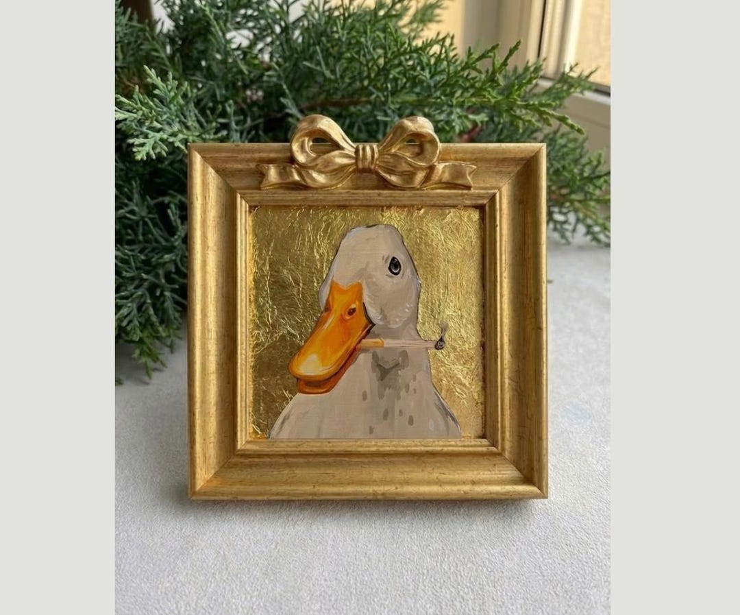 White Goose Oil Painting, Duck Portrait, Fanny Animal Art, Wall Decor ...
