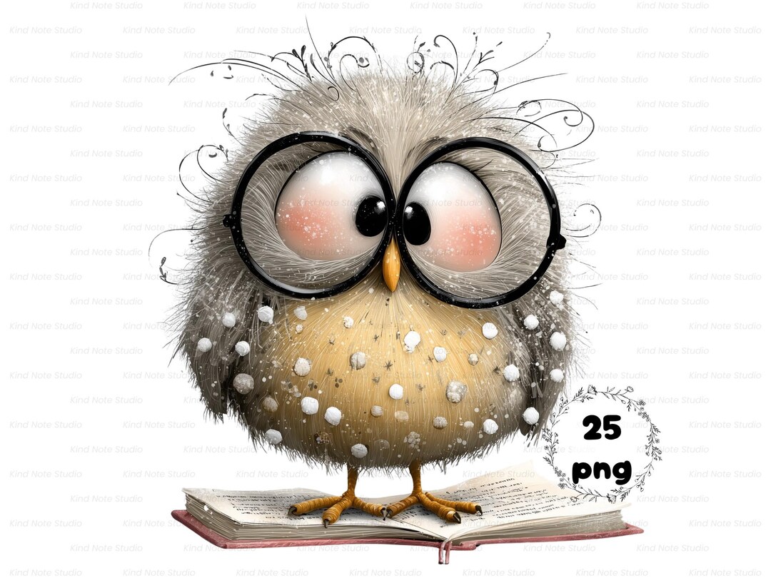 Polka Dots Owl Clipart Bundle PNG, Whimsical Owl Illustrations, Black ...