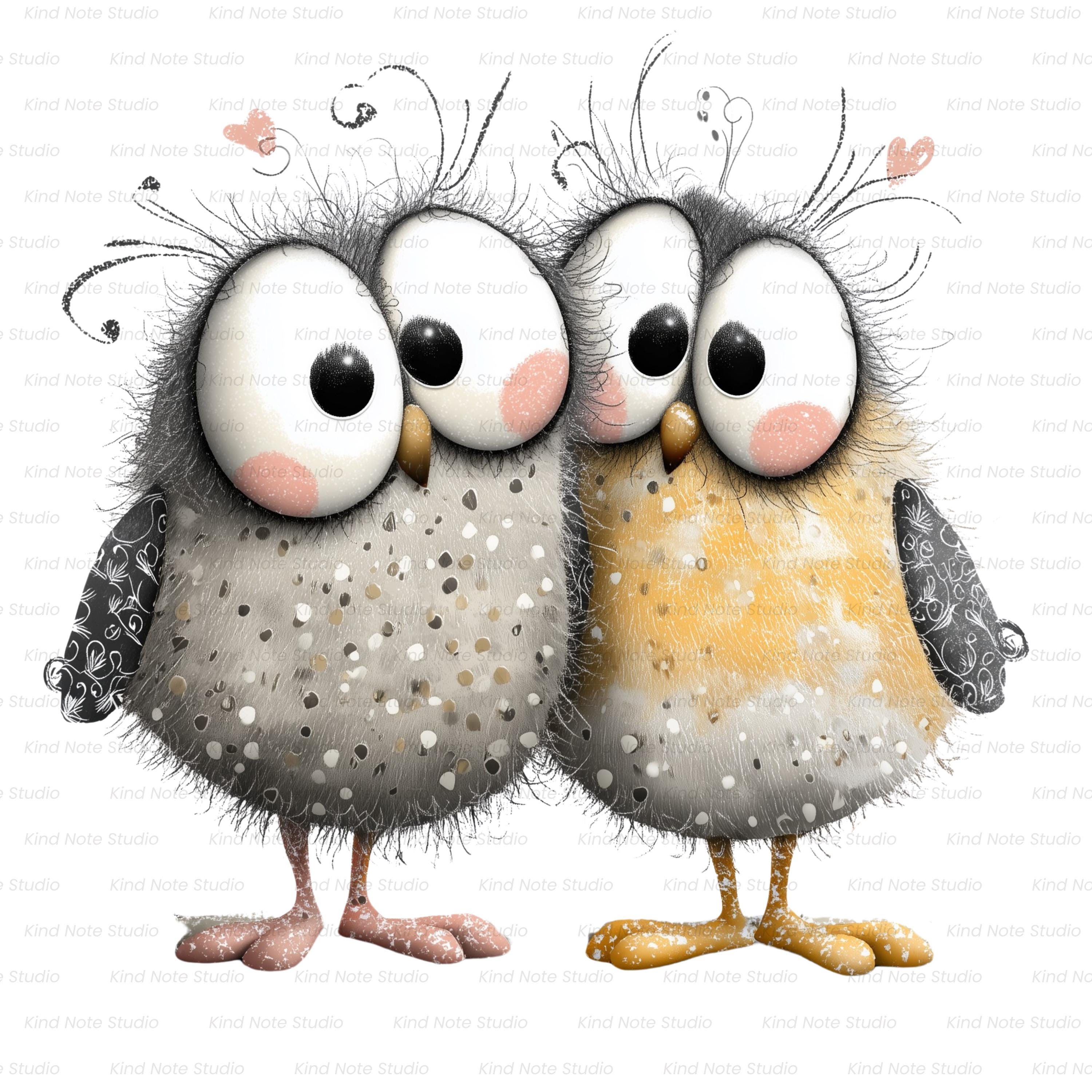 Polka Dots Owl Clipart Bundle PNG, Whimsical Owl Illustrations, Black ...