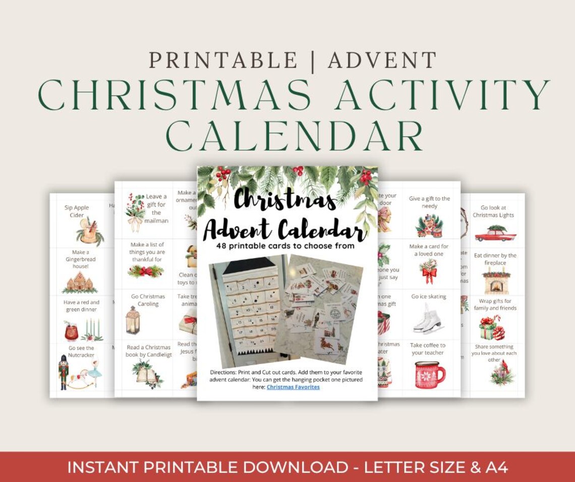 Printable Christmas Activity Advent Calendar | Canva Template - Etsy