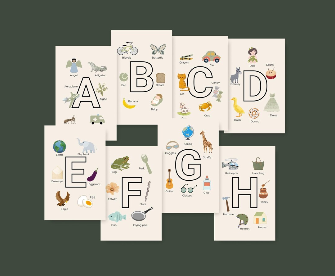 Alphabet Flashcards for Kids, Calm ABC Letter Cards, Montessori ...