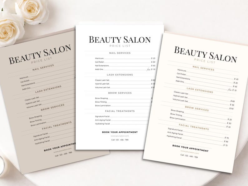 Beauty Salon Price List Template | Editable Canva Template for Nail ...