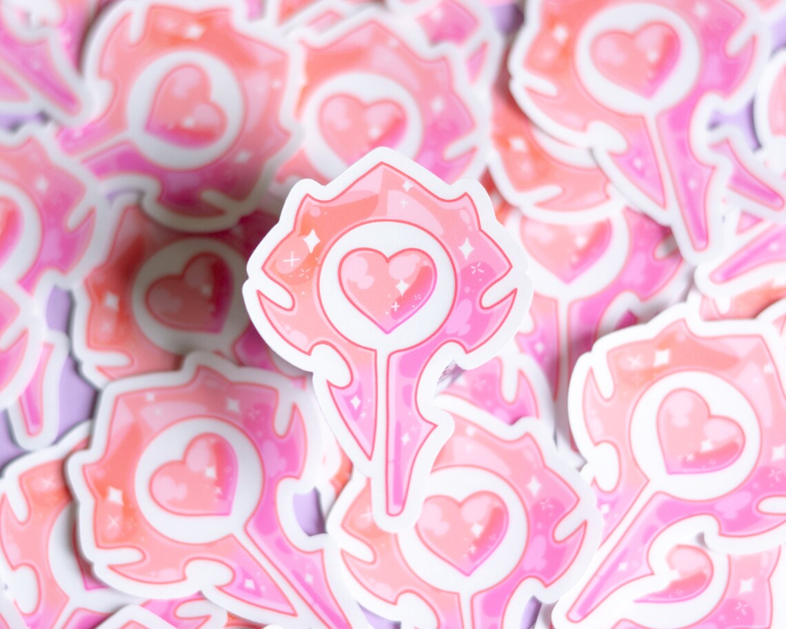 Heart Kawaii Pink Horde Vinyl Stickers Crest MMORPG Fanart | Etsy