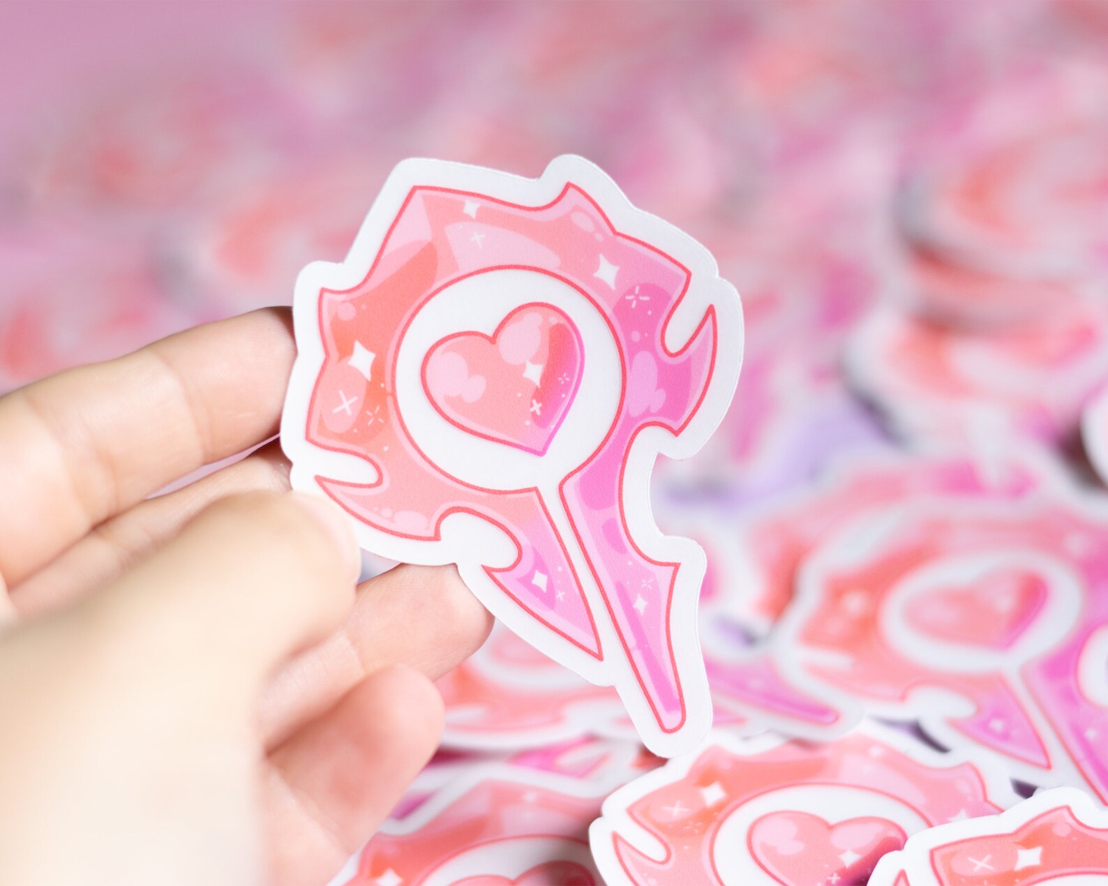Heart Kawaii Pink Horde Vinyl Stickers Crest MMORPG Fanart | Etsy