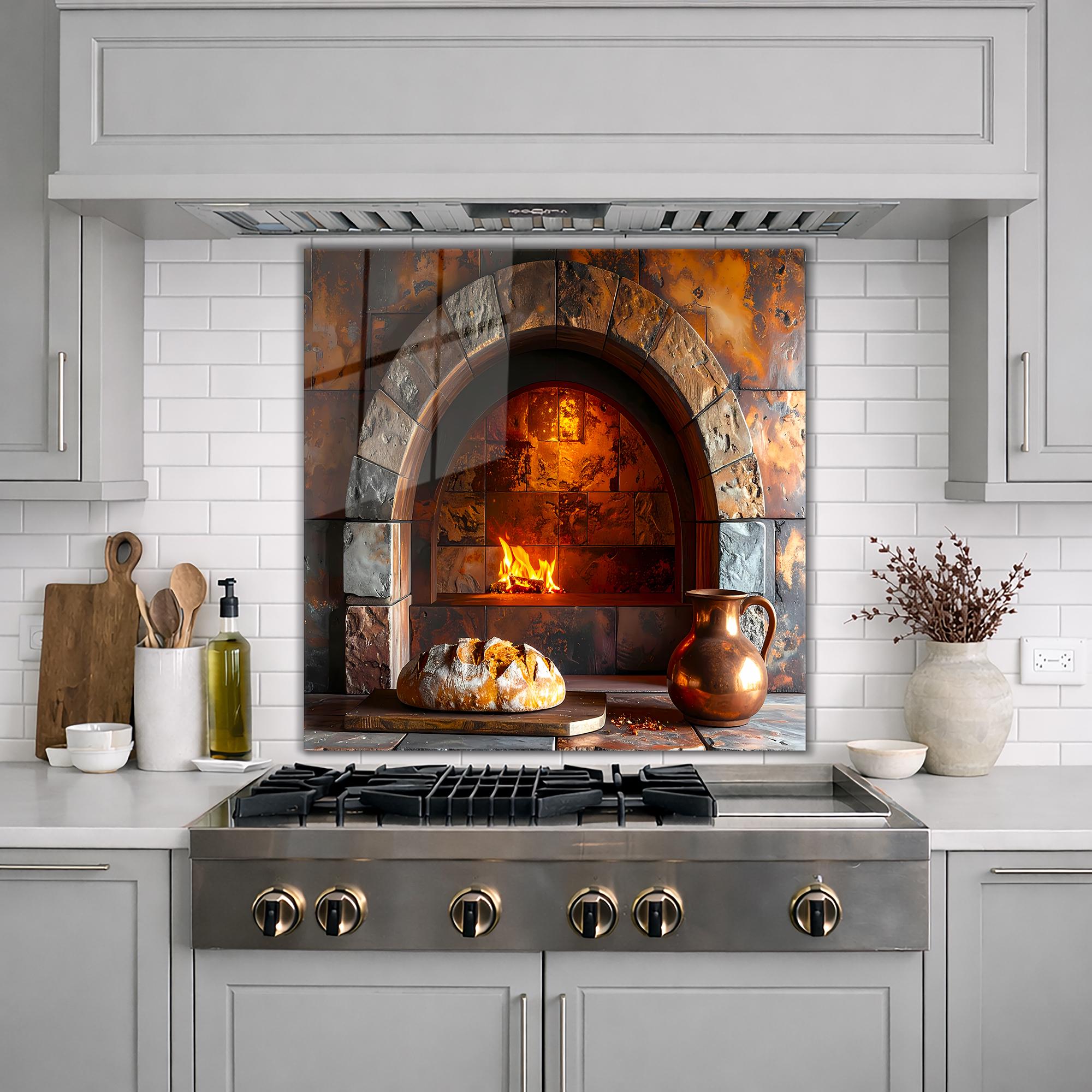 Rustic Oven Tempered Glass Kitchen Backsplash: Heat Resistant Cooker ...