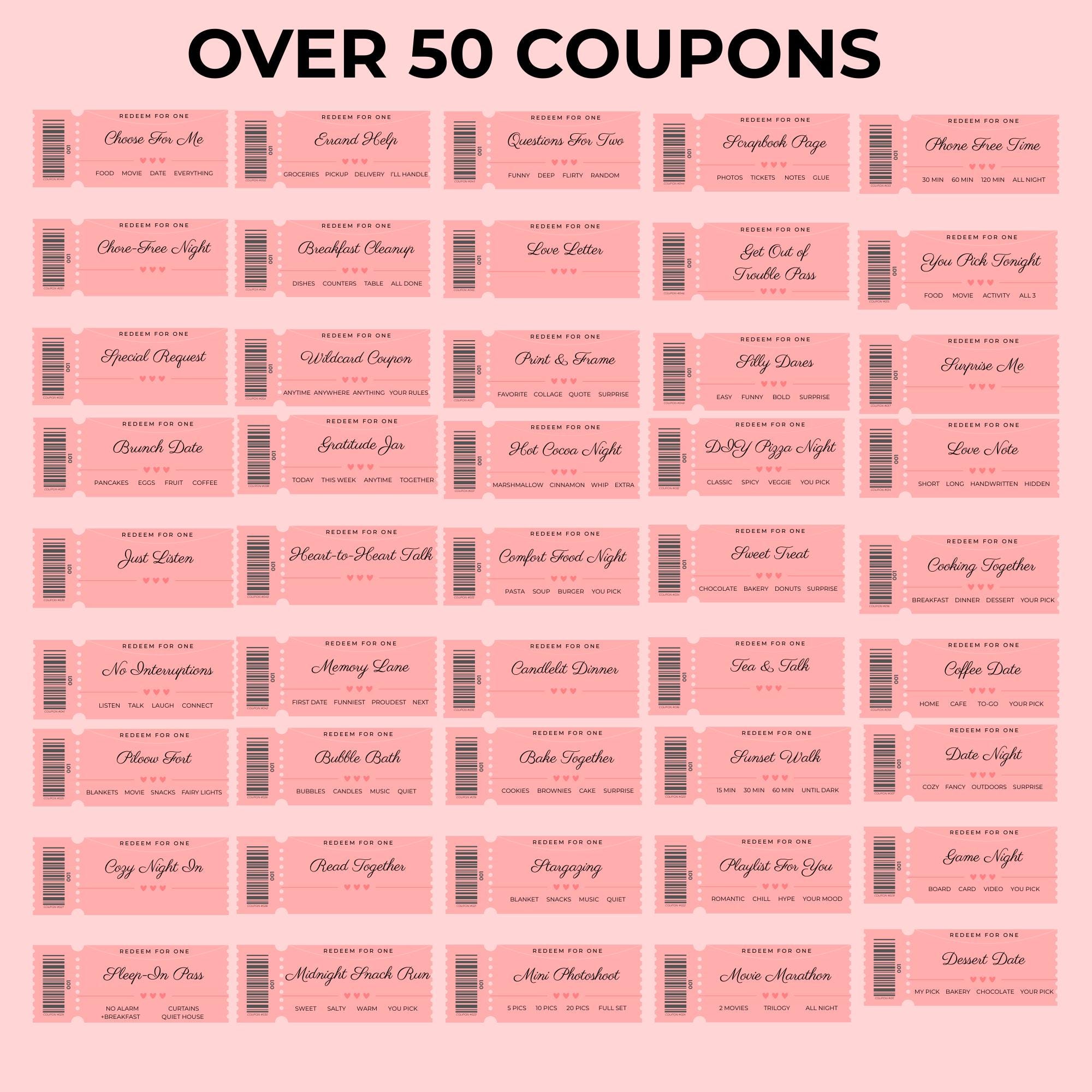 Love Coupon Book, Editable Canva Template (A4 + US Letter), Digital ...