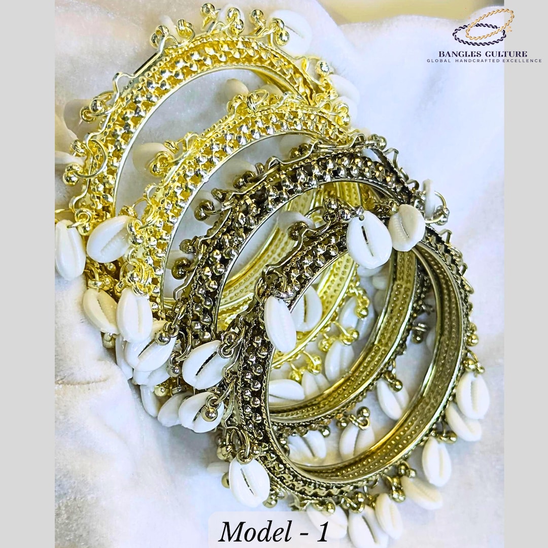 Kashmiri Jhumka Metal Bangles Set | Handmade Tribal Indian Bangles ...