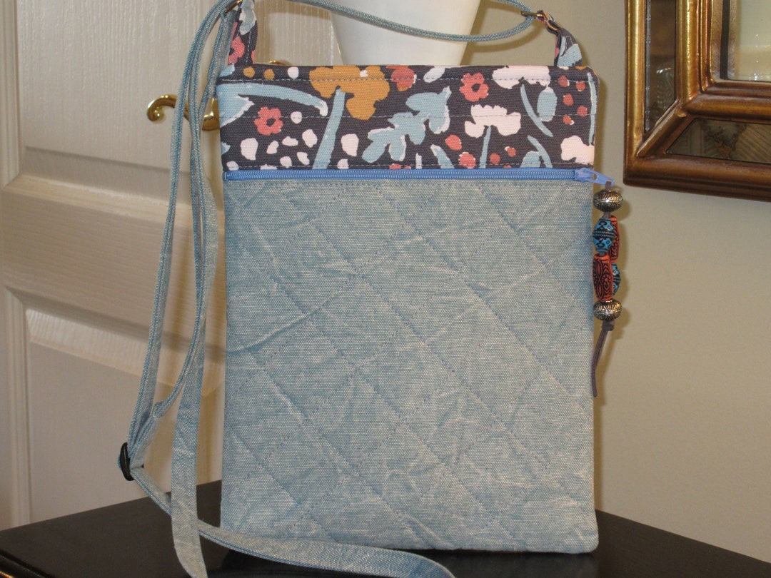 Light Blue Denim With Blue Gold Peach Trim With Front Zipper Closure ...