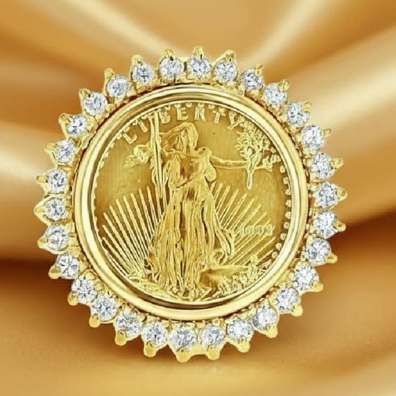 Coin Gold Initial Ring - Etsy