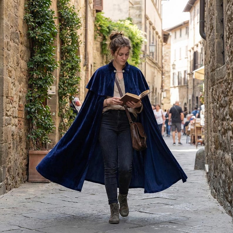 Medieval Women’s Cloak for LARP Cosplay Witch Costume Velvet Fantasy ...