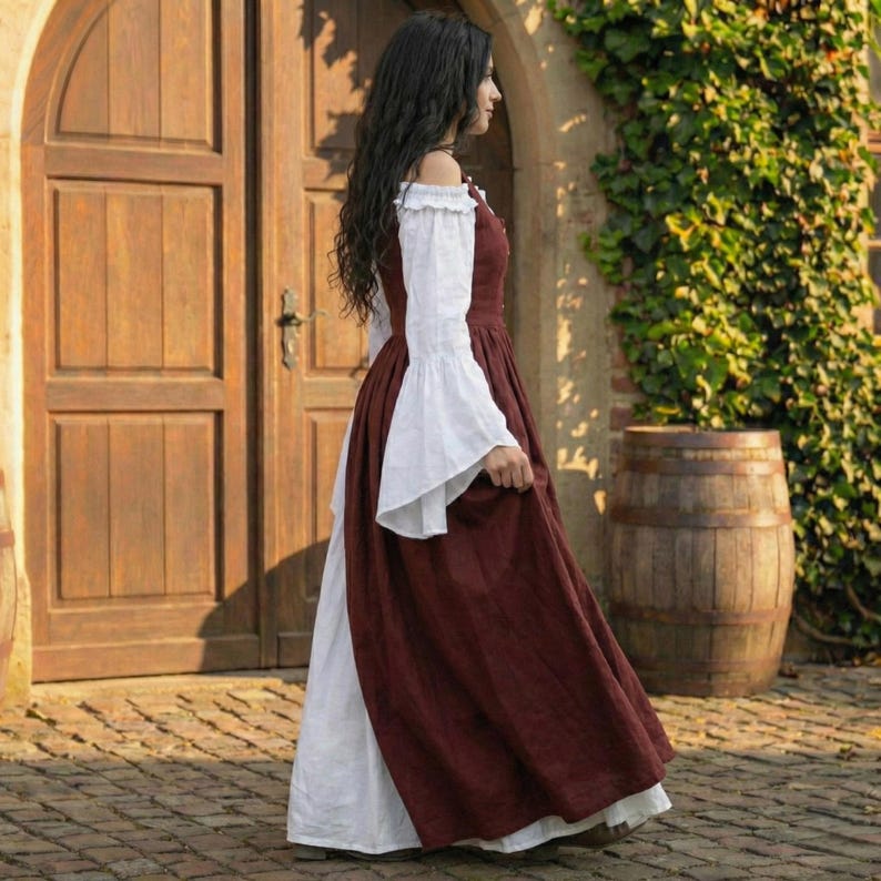 Renaissance Dress - Lace-up Corset, Flowy Bell Sleeves - Etsy