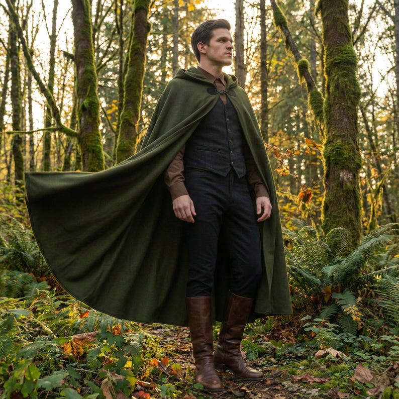Hooded Medieval Cloak for Men – Renaissance Fantasy Cape for LARP ...