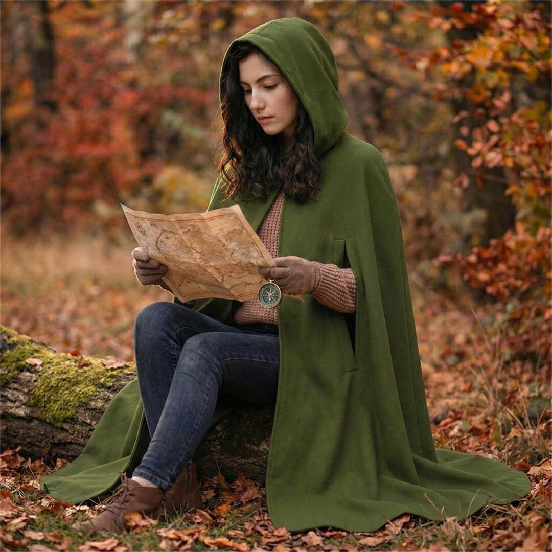 Hooded Medieval Cloak – Witchy Polyester Cape, Renaissance Cosplay ...