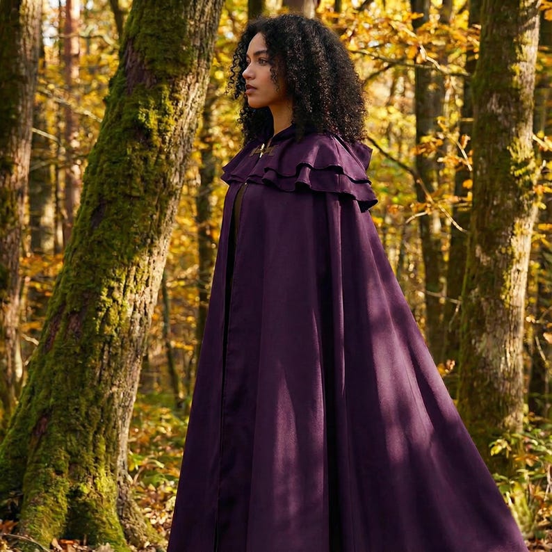 Medieval Hooded Cloak With Tiered Shoulders – Gothic Witch Cape for ...