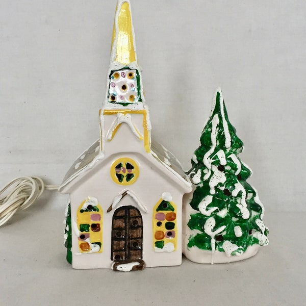 Lighted Ceramic Church - Etsy