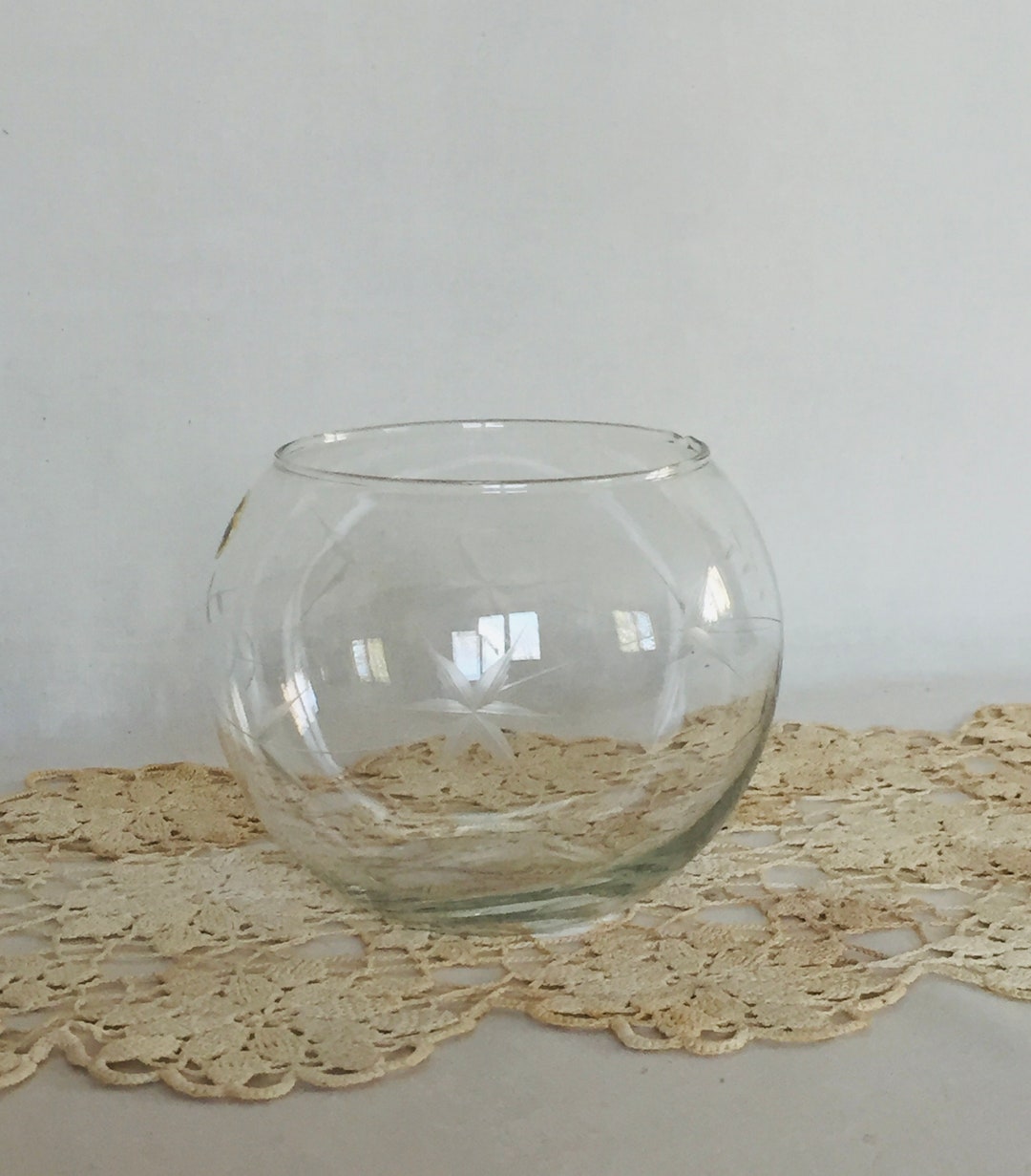 Wills Cut Crystal Etched Glass Bowl - Etsy