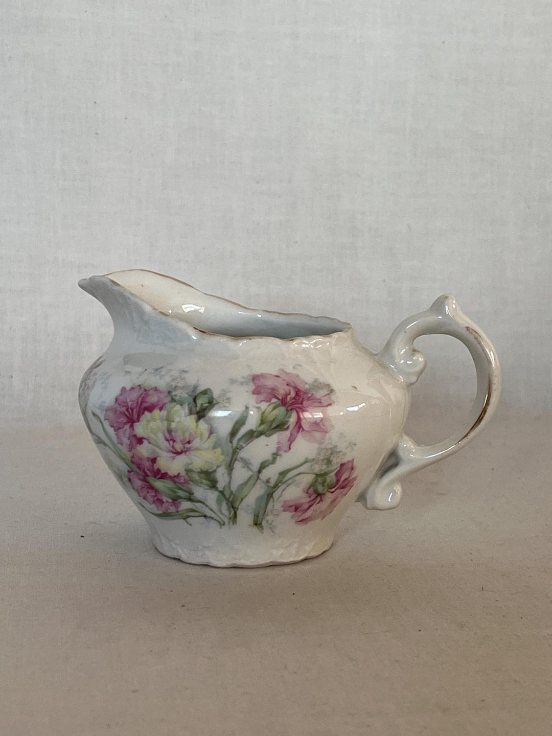 Antique Porcelain Creamer Pink Carnations - Etsy