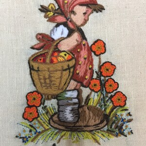 Vintage Crewel Embroidery Hummel Girl Oval Frame Picture - Etsy