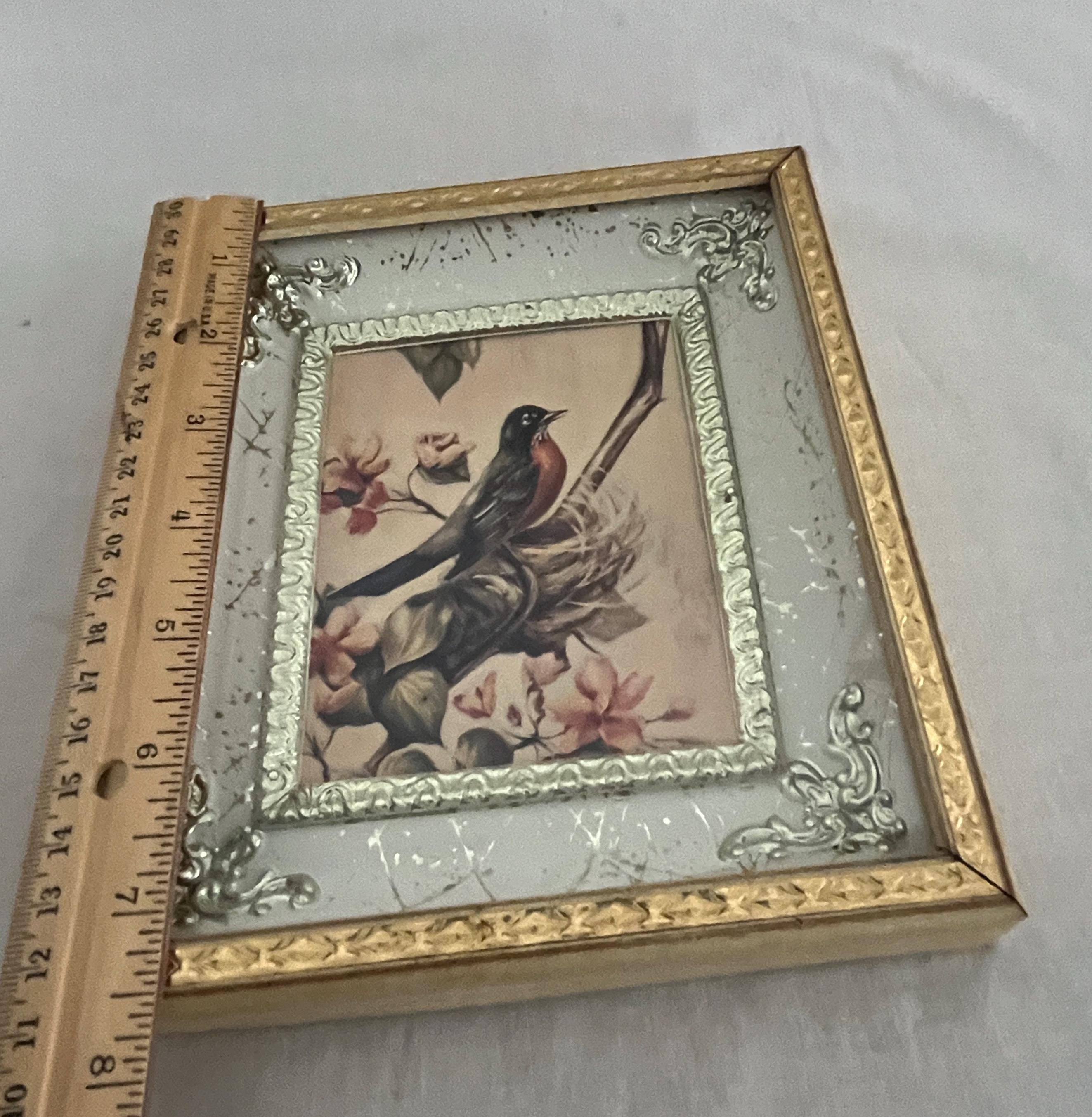 Pair of Ornate Shadow Box Bird Prints Blue Jay Robin Raised Relief - Etsy