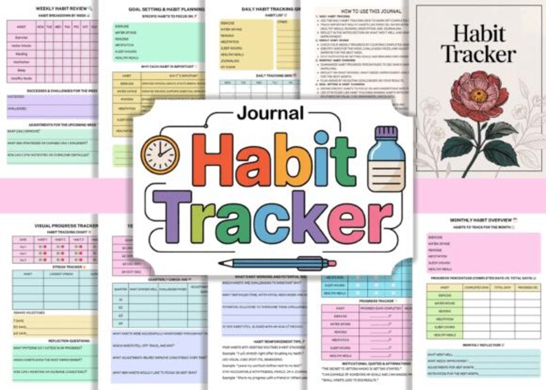 Habit Tracker Printable | Daily Weekly Monthly Habit Planner | Canva ...