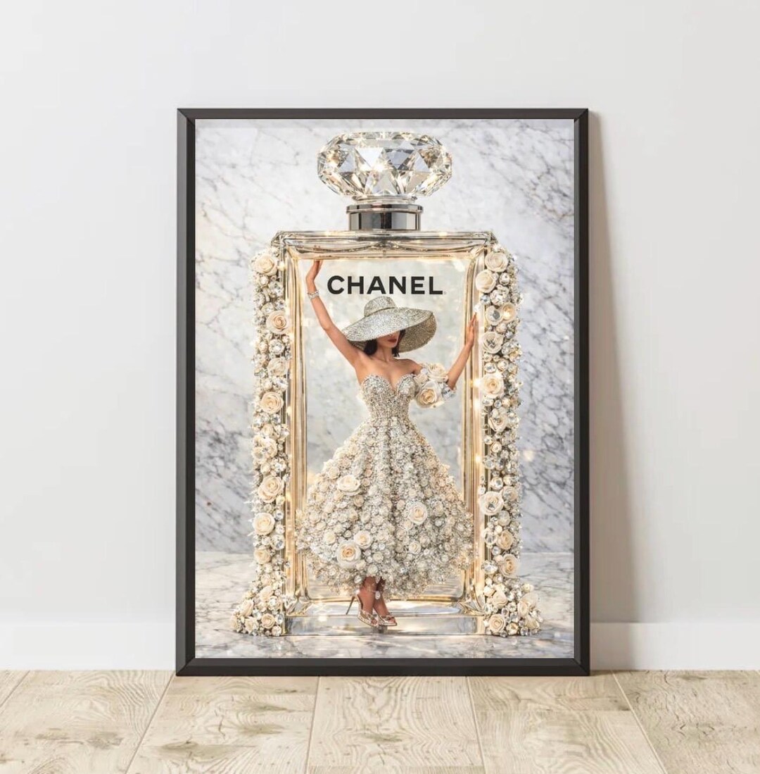 Chanel Elegance in Perfume Painting - Wall Decor - Framed Printed ...