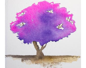 Purple tree painting | Etsy