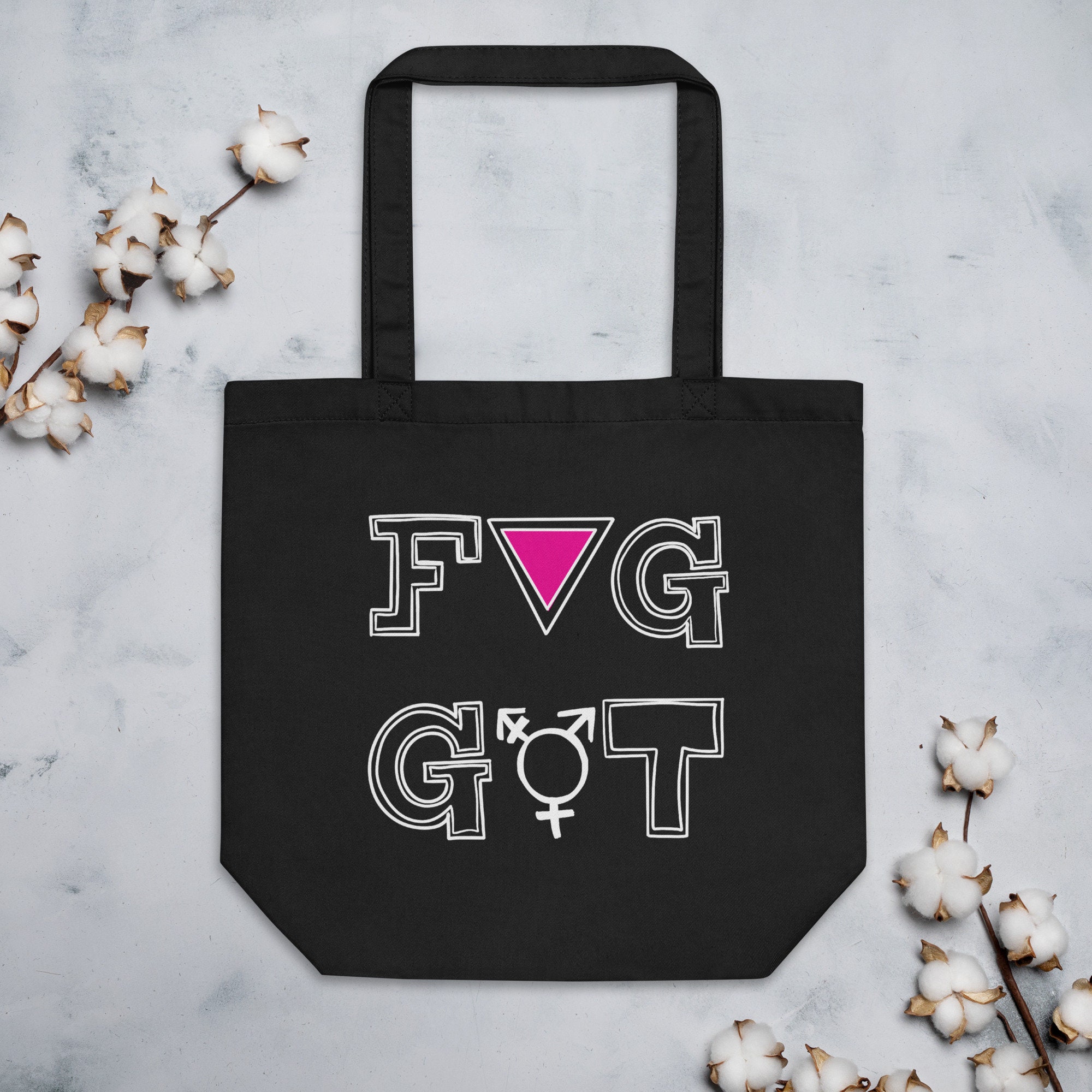 Faggott triángulo rosa símbolo trans queer Bolsa de tela - Etsy México