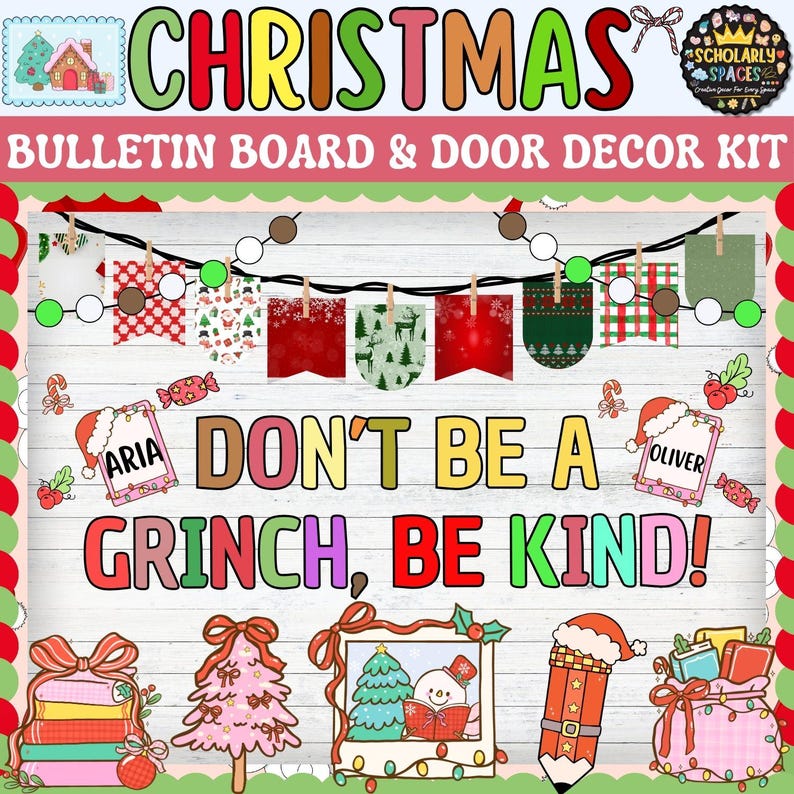 Christmas Bulletin Board and Door Decor Kit – Books, Kindness and ...