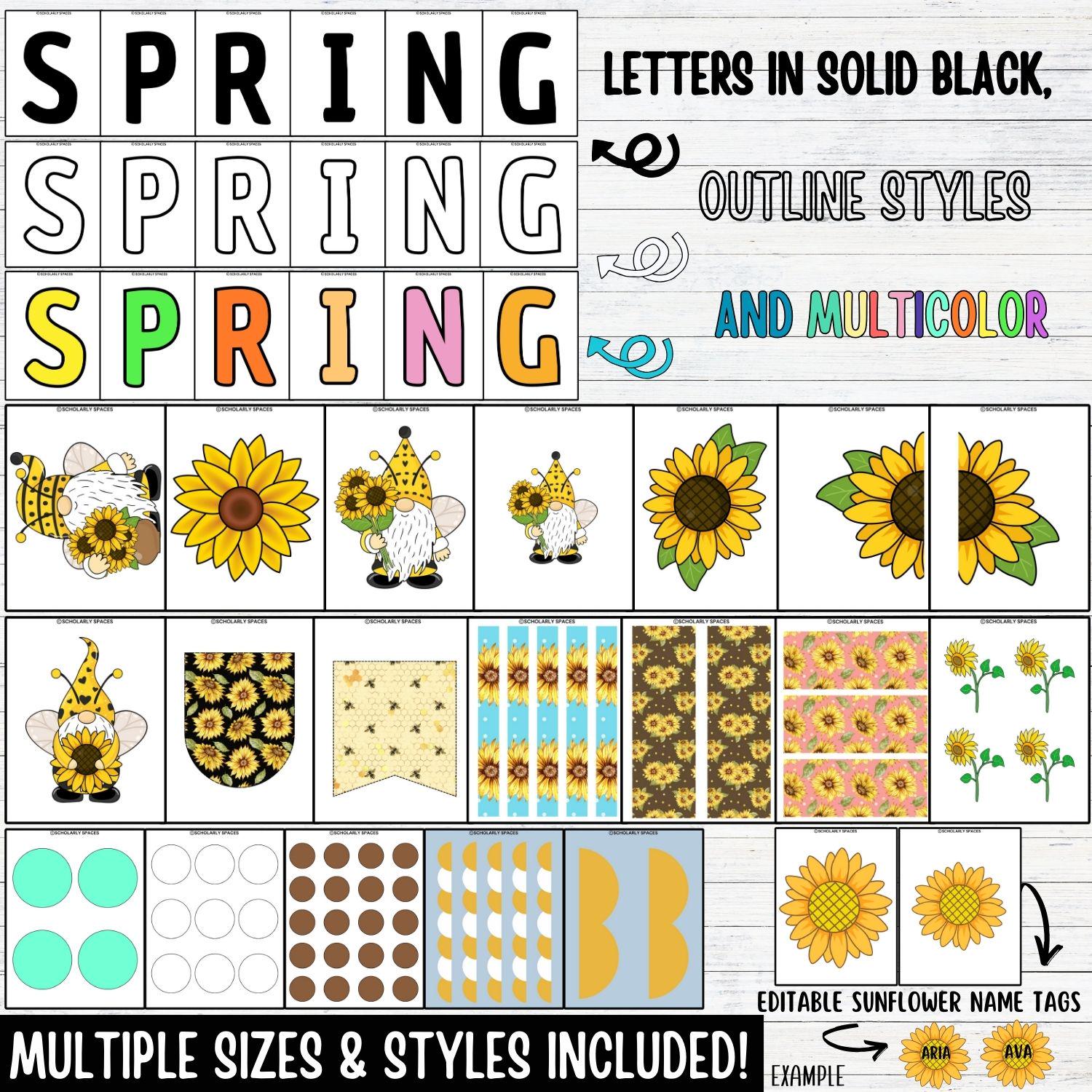 Sunflower Bulletin Board Kit | Spring Classroom Decor (digital Download ...
