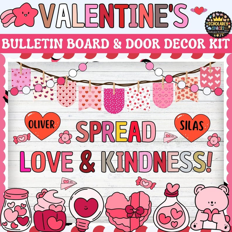 Valentine’s Day Bulletin Board and Door Decor Kit “classroom Full of ...